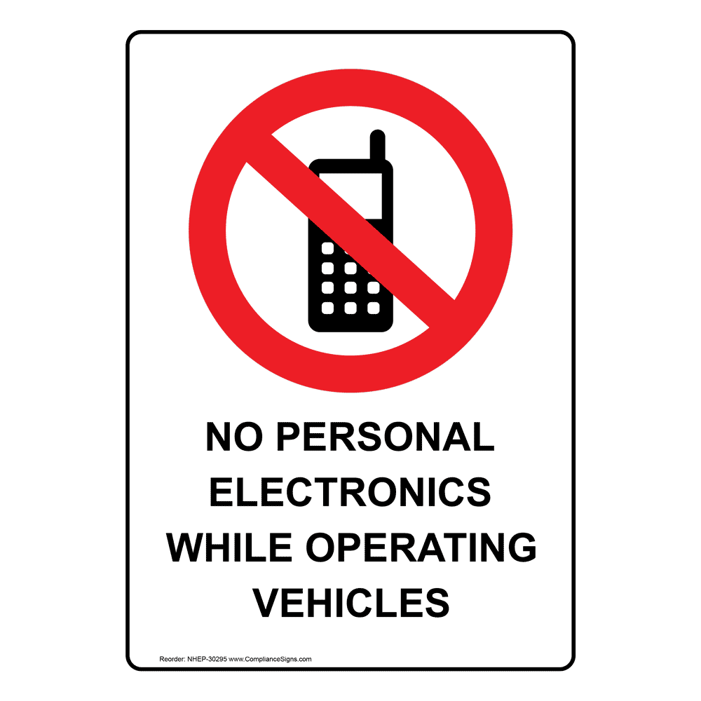 Portrait No Personal Electronics Sign With Symbol NHEP-30295