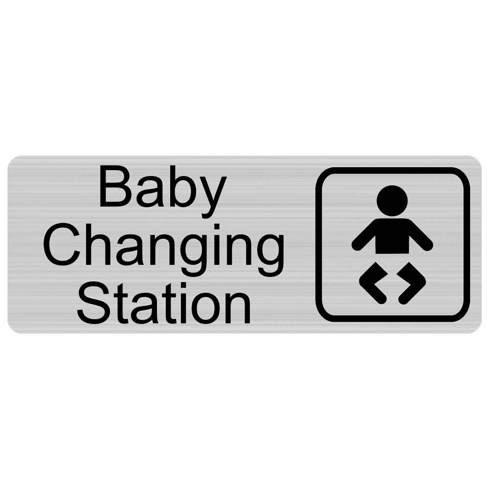 Baby Changing Station Engraved Sign EGRE-15953-SYM-BLKonSLVR Restrooms