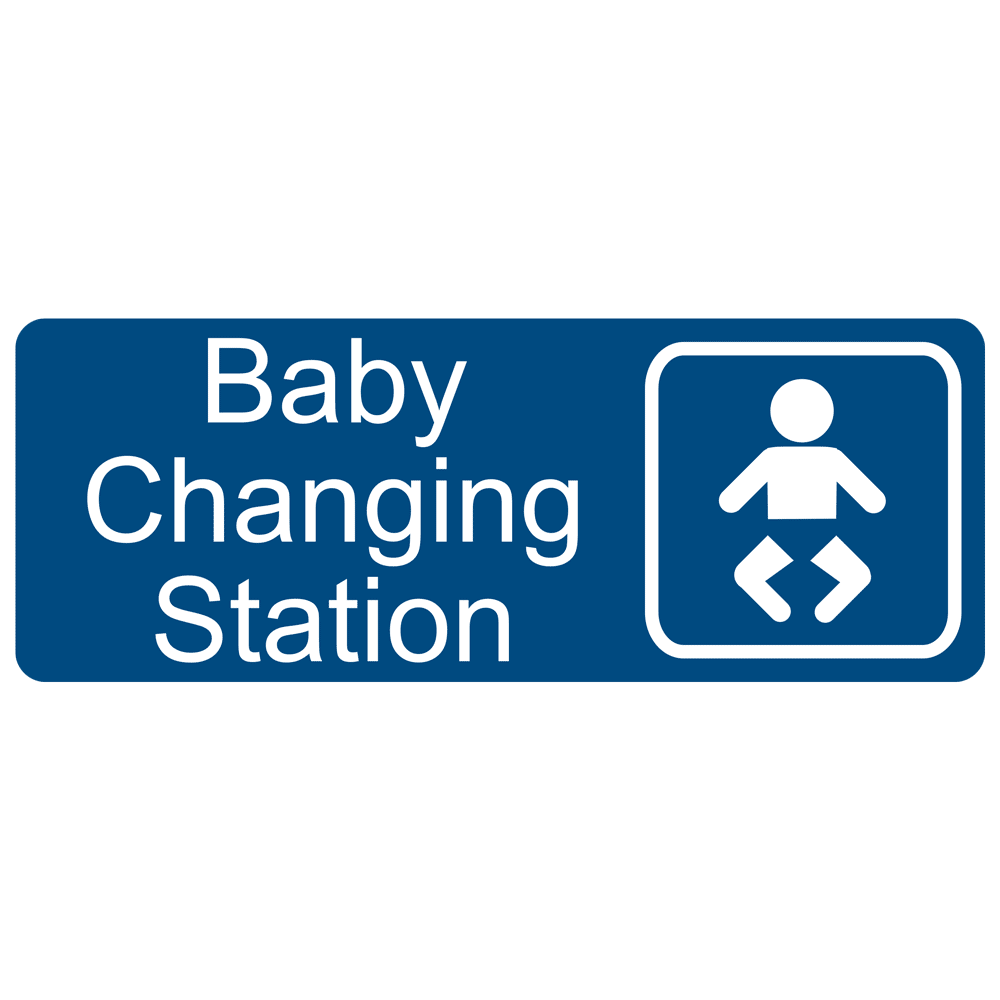 Baby Changing Station Engraved Sign EGRE-15953-SYM-WHTonBLU Restrooms