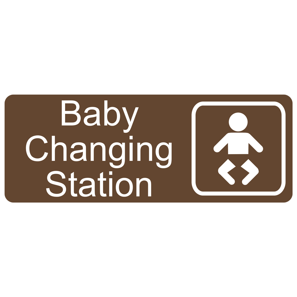 Baby Changing Station Engraved Sign EGRE-15953-SYM-WHTonBrown