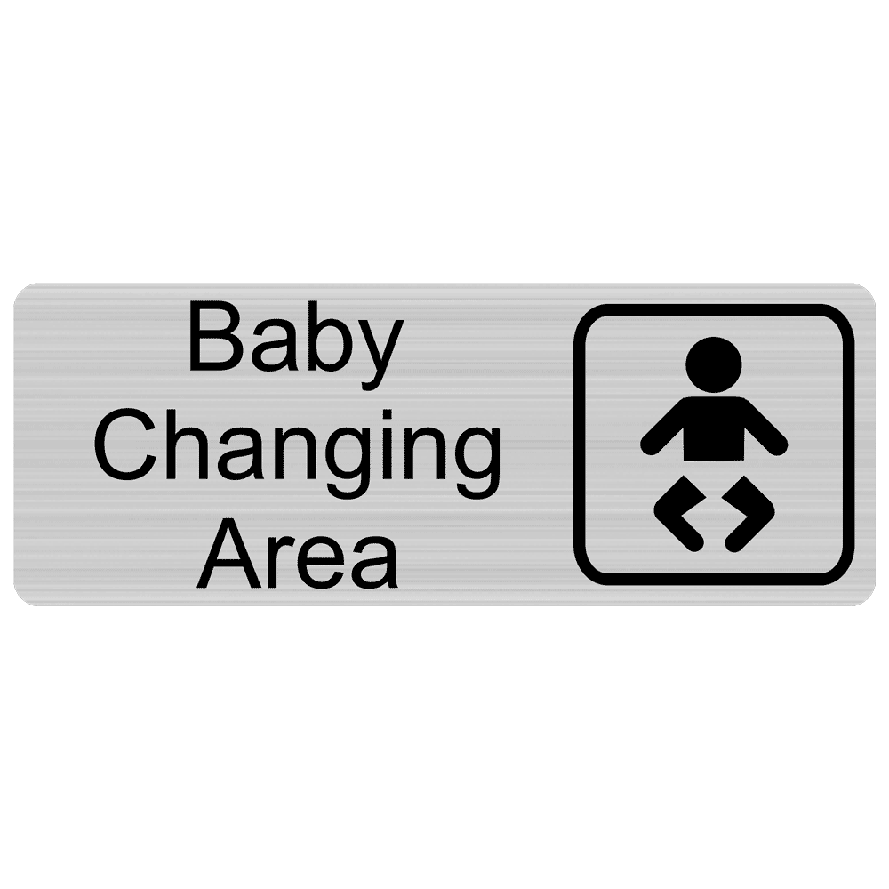 Baby Changing Area Engraved Sign EGRE-265-SYM-BLKonSLVR Restrooms