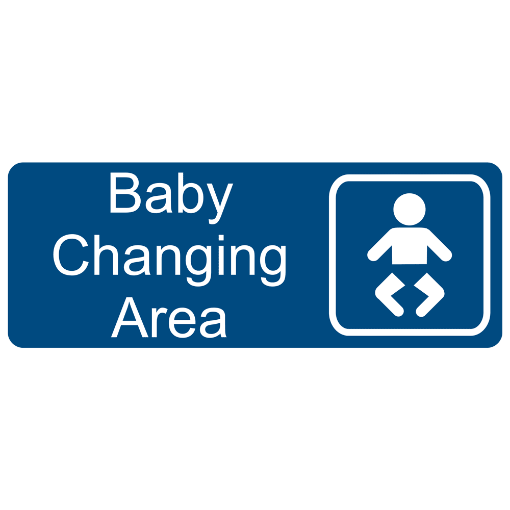 Baby Changing Area Engraved Sign EGRE-265-SYM-WHTonBLU Restrooms