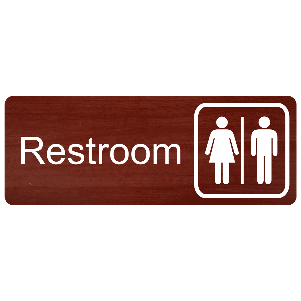 Restroom Engraved Sign EGRE-545-SYM-WHTonCNMN Restrooms