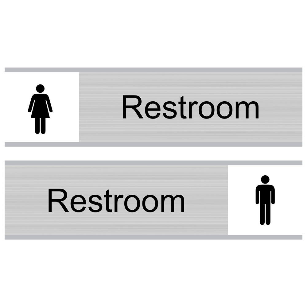Restroom (Man/Woman) Sliding Engraved Sign EGRE-546-SLIDE-BLKonSLVR