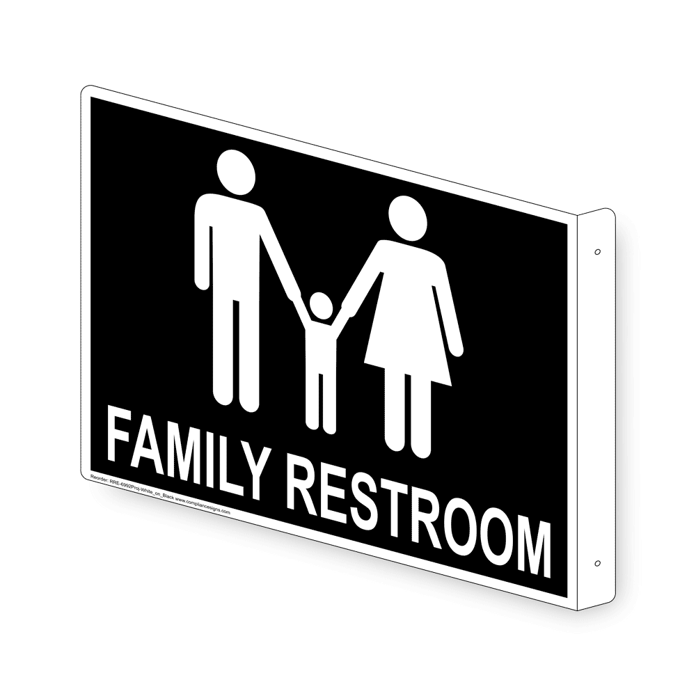 Family Restroom Sign RRE-6992Proj-WHTonBLK Unisex / Family / Assisted