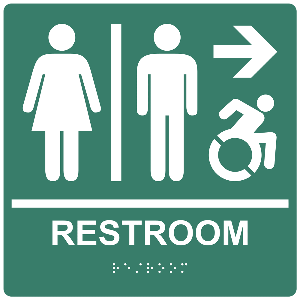 Restroom (Braille = Restroom) Sign RRE-14819R-99_WHTonPNGRN