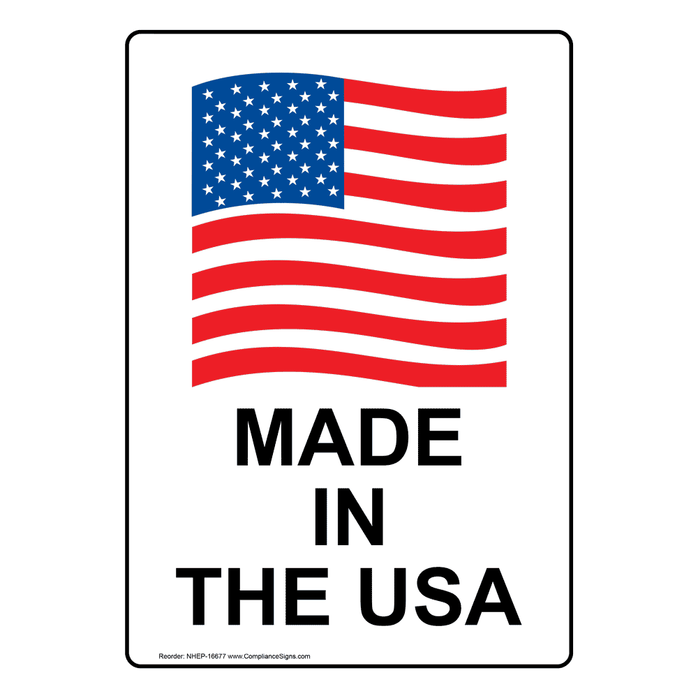 Portrait Made In The USA Sign With Symbol NHEP-16677