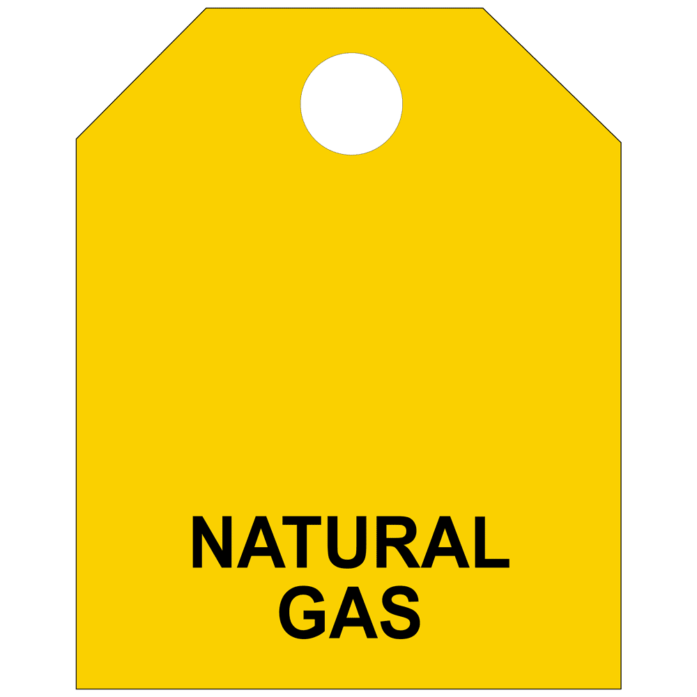 Natural Gas Black on Yellow Valve Tag ET-20-BLKonYLW