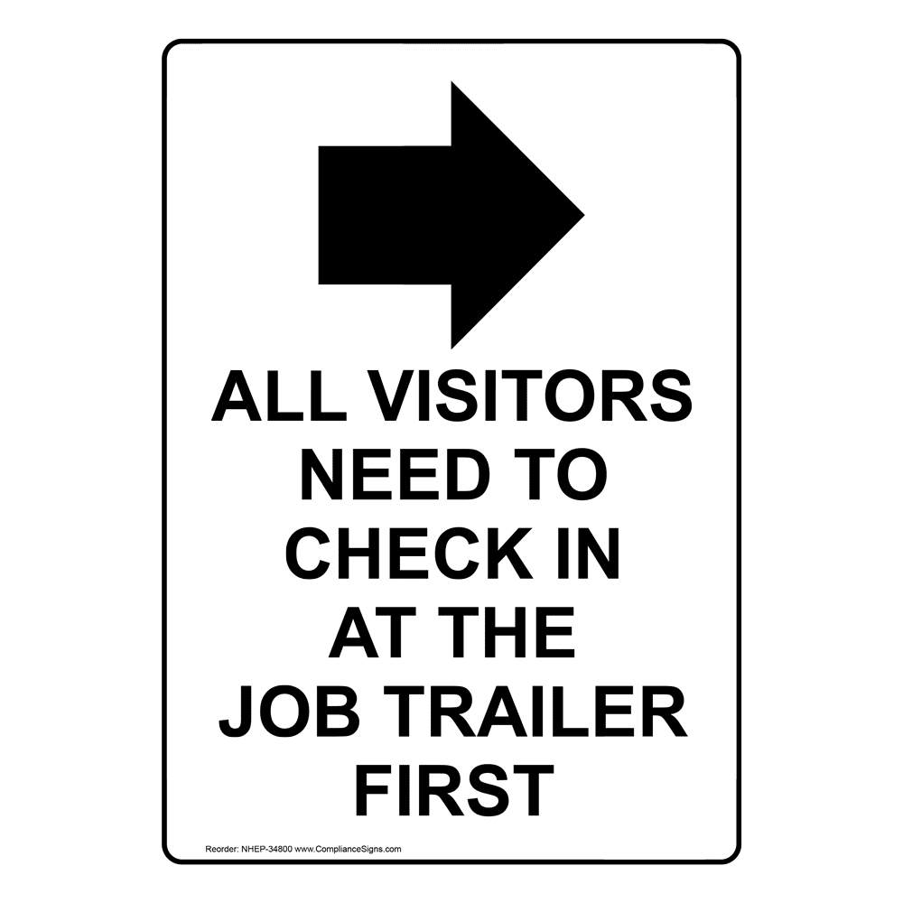 Portrait All Visitors Need To Check In Sign With Right Arow NHEP-34800