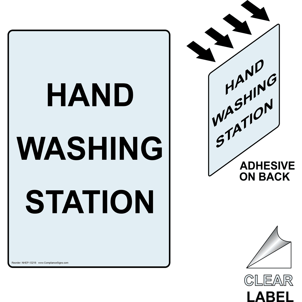 Portrait Hand Washing Station Clear Label NHEP-13218