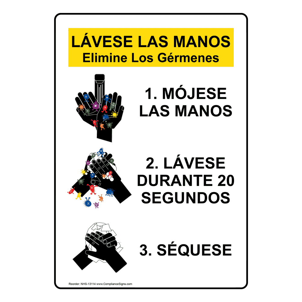 Wash Hands Be A Germ Buster Wet Hands Wash For 20 Sec Sign NHE-13114