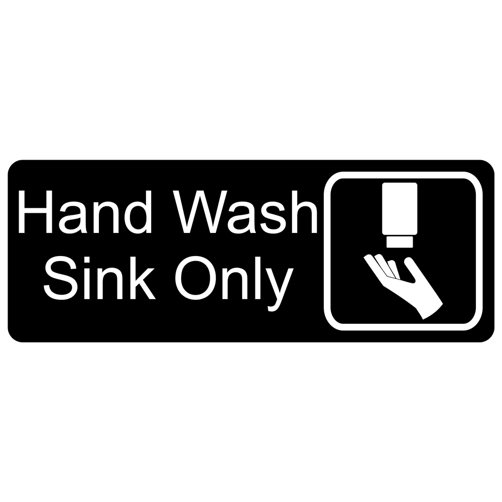 Hand Wash Sink Only Engraved Sign EGRE-367-SYM-WHTonBLK Hand Washing