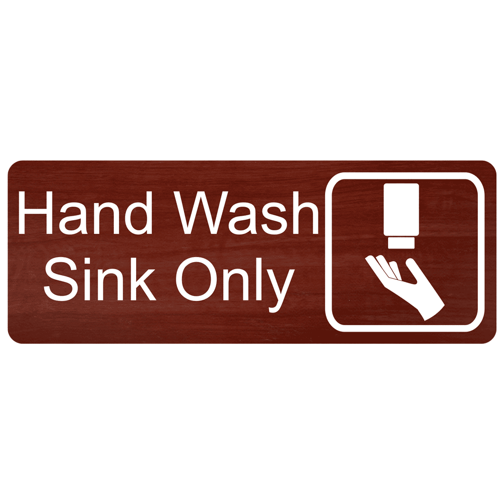 Hand Wash Sink Only Engraved Sign EGRE-367-SYM-WHTonCNMN Hand Washing