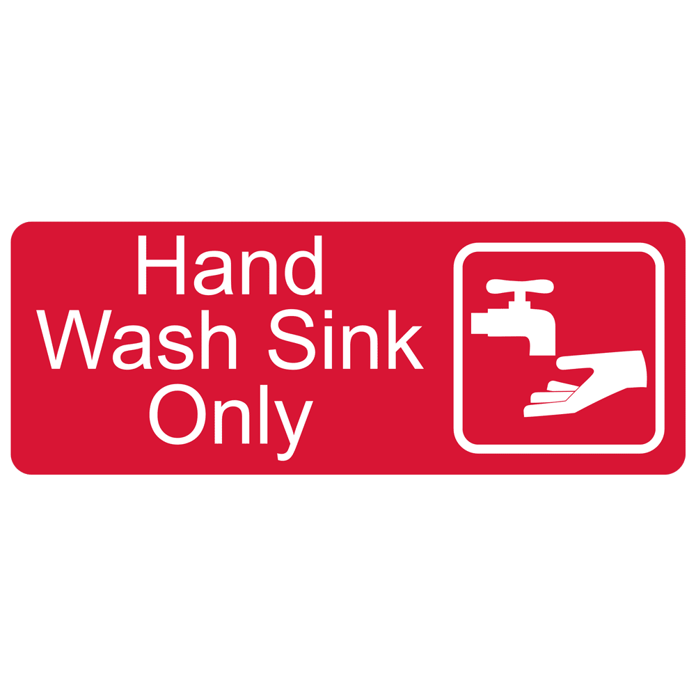 Hand Wash Sink Only Engraved Sign EGRE-372-SYM-WHTonRed Hand Washing