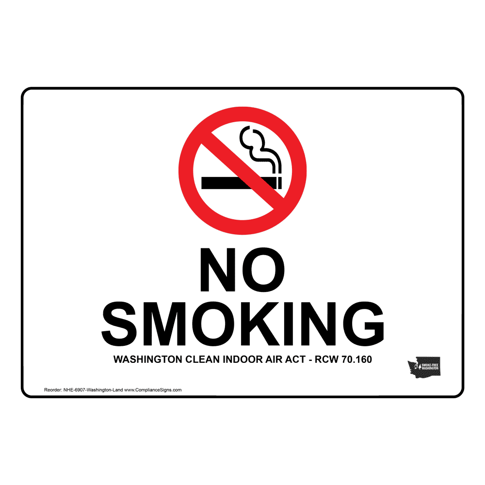 No Smoking Clean Indoor Air Act Sign NHE-6907-Washington-Land