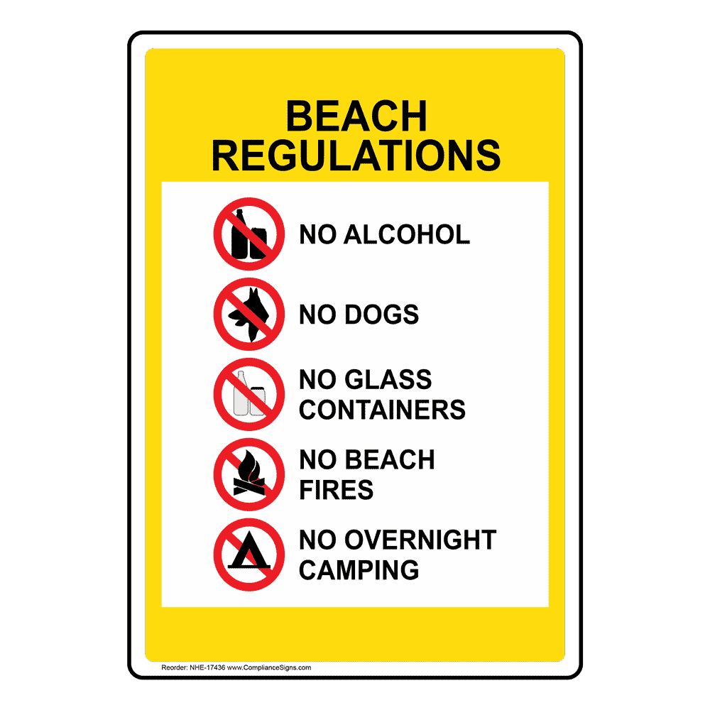 Beach Regulations Rules Sign With Symbol NHE-17436 Water Safety Beach Regulations Rules Sign With Symbol NHE-17436 Water Safety