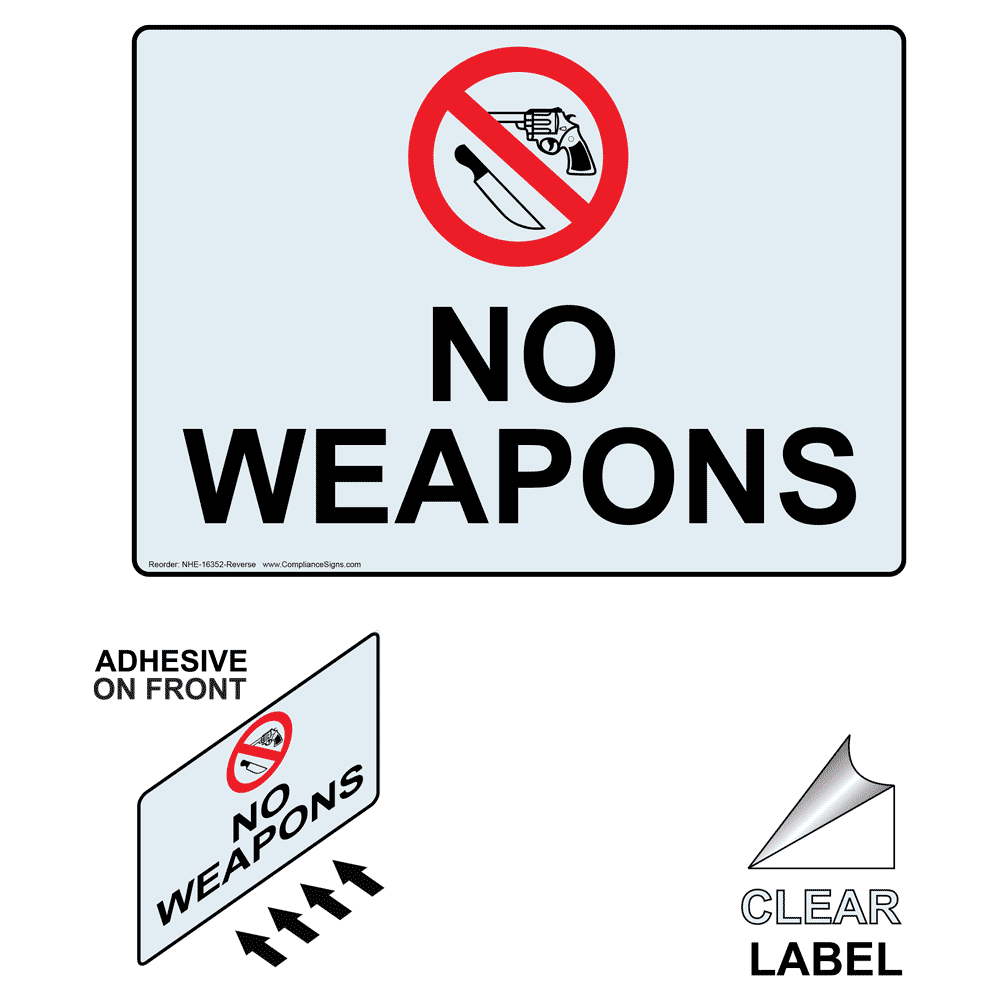 No Weapons Label NHE-16352-Reverse Alcohol / Drugs / Weapons