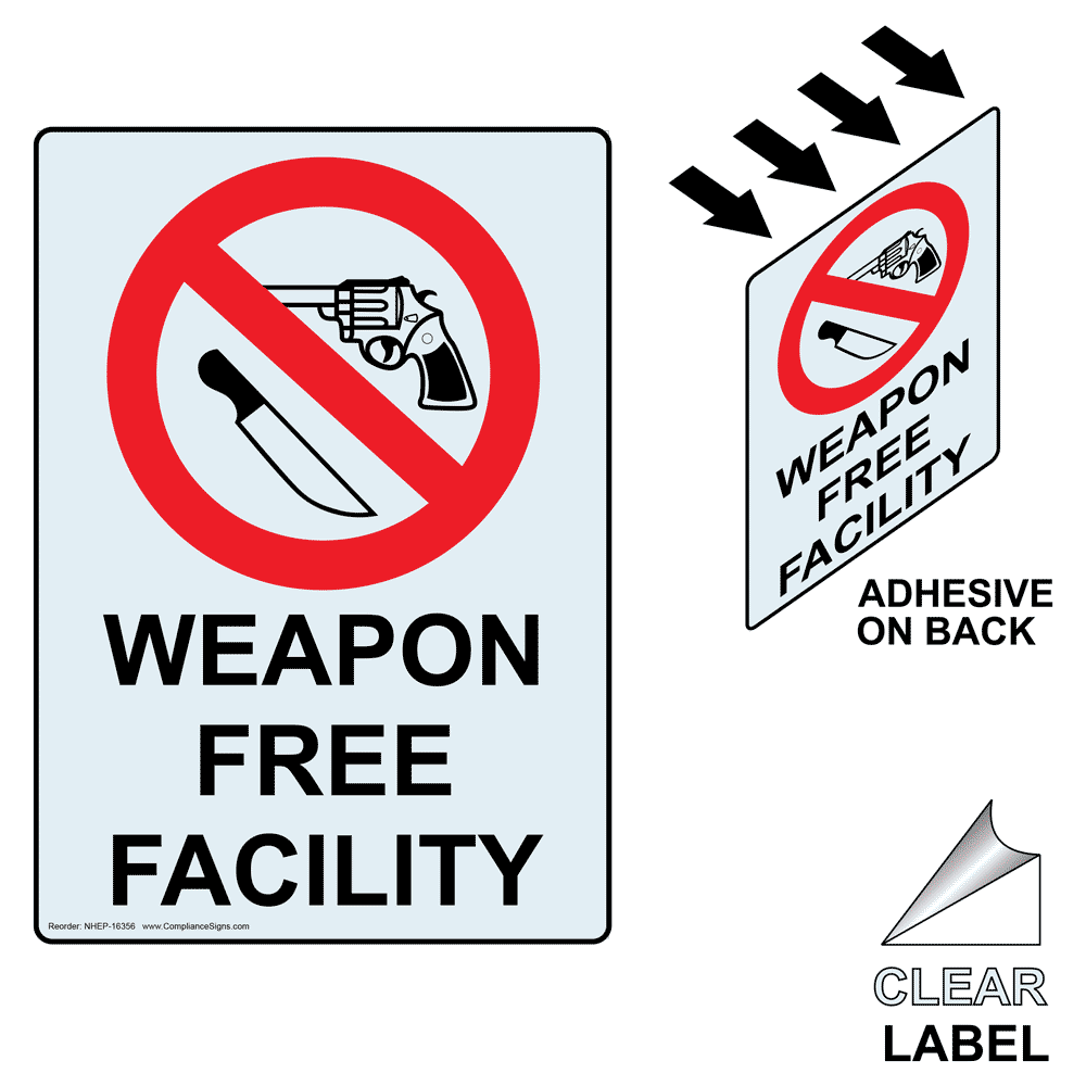 Portrait Weapon Free Facility Clear Label With Symbol NHEP-16356