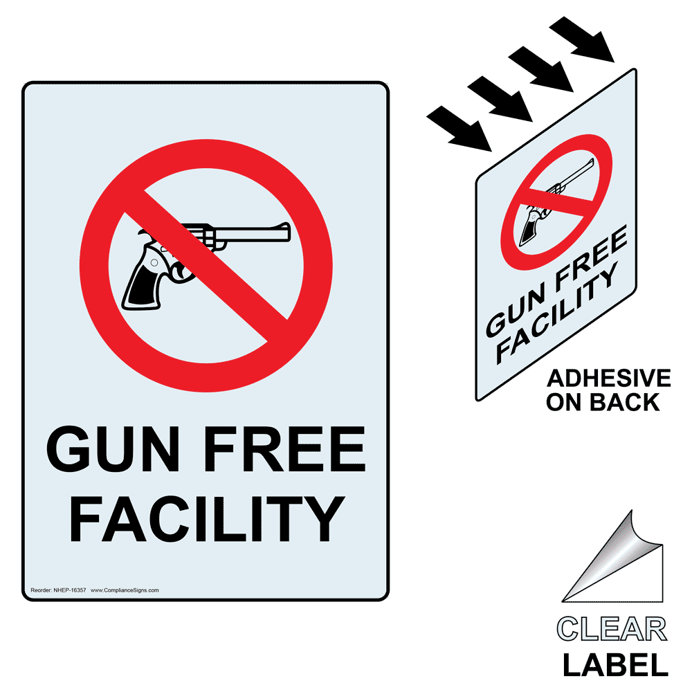 Portrait Gun Free Facility Clear Label With Symbol NHEP-16357