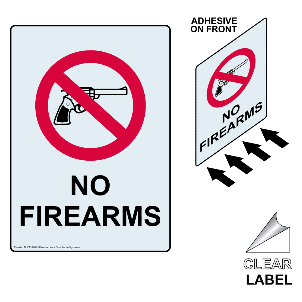 Portrait No Firearms Clear Label With Symbol NHEP-17695-Reverse