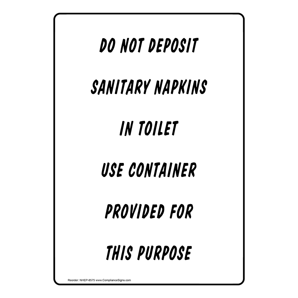 Please Place Sanitary Napkins Sign
