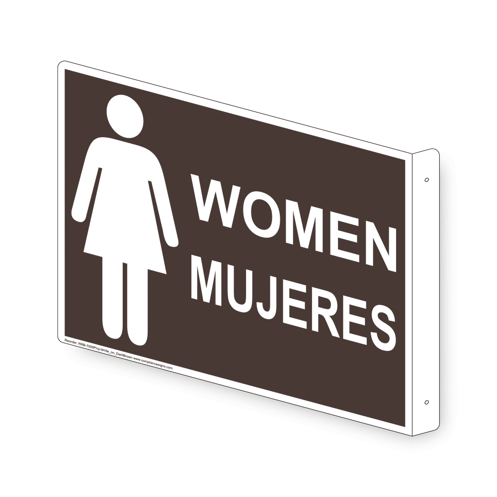 Women With Symbol Bilingual Sign RRB-7000Proj-WHTonDKBN Womens / Girls