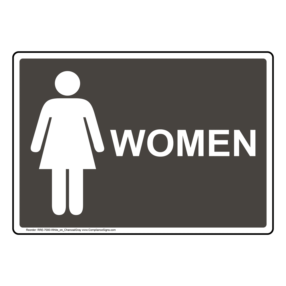 Charcoal Gray Women Restroom Sign With Symbol RRE-7000-White_on ...