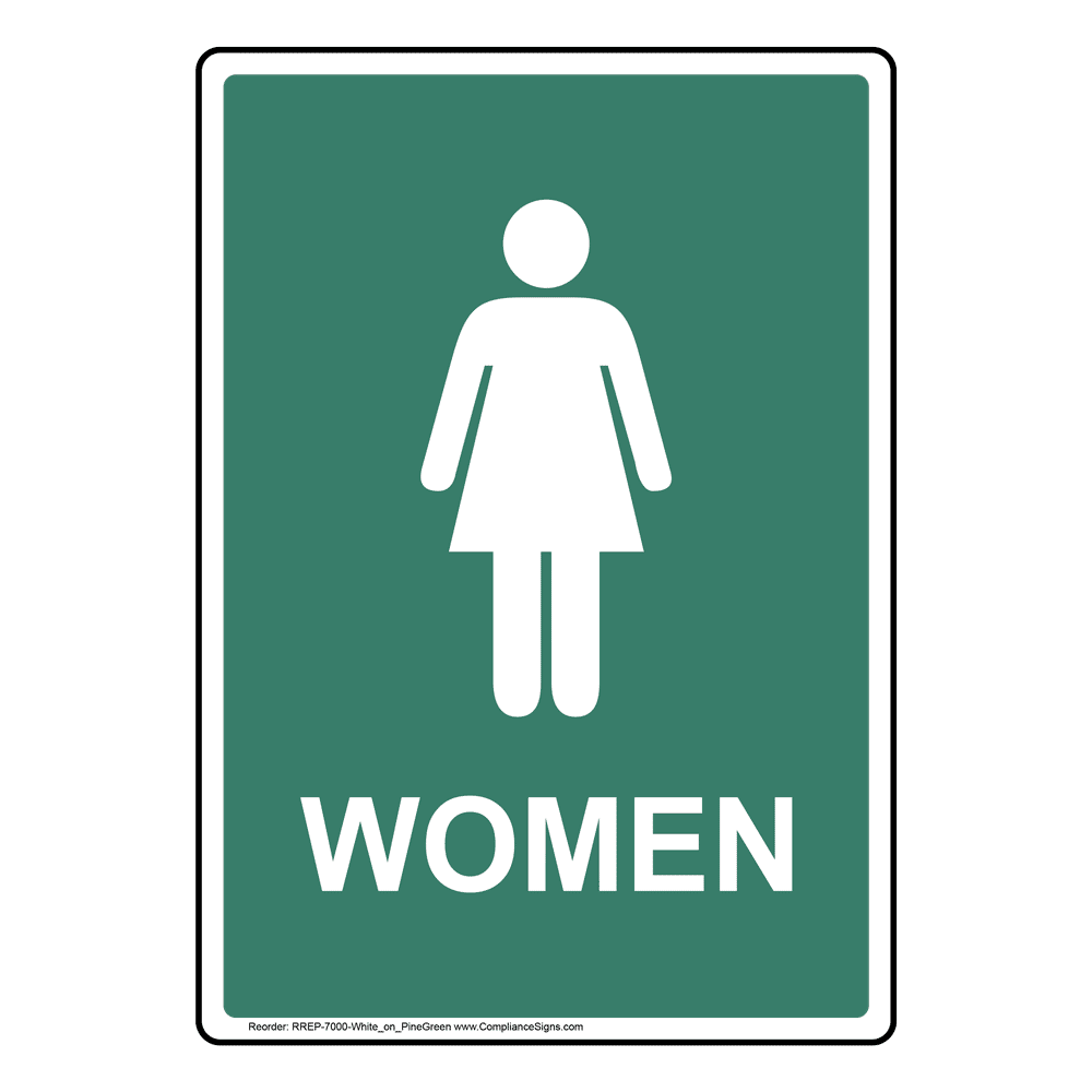 Portrait Pine Green Women Restroom Sign With Symbol RREP-7000-White_on ...