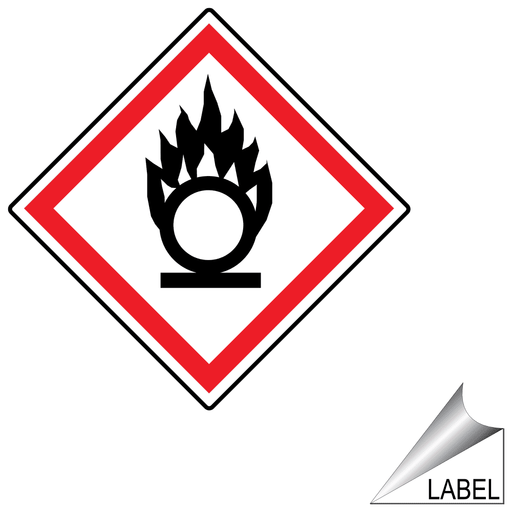 GHS Flame Over Circle Symbol Label GHS-LABEL-SYM-1106 Chemical