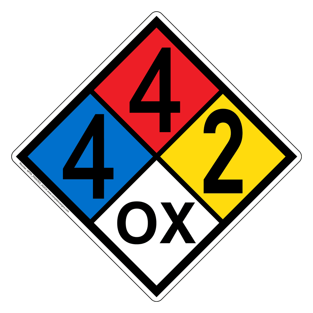 NFPA 704 4-4-2-Ox Sign NFPA-PRINTED-442OX NFPA Diamonds